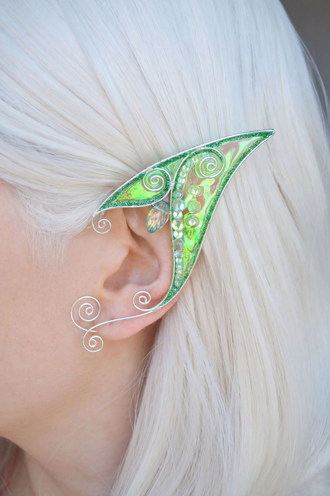 Add elegance with Elf ear cuffs green - ear cuff, ear cuff earrings Ear ...