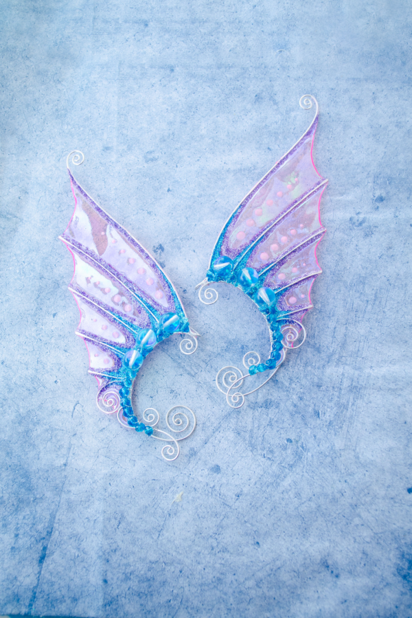 Mermaid Ear Cuffs – Pink and Blue Handmade Fantasy Earrings