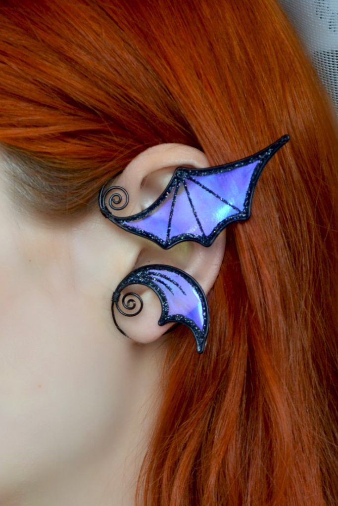 Get the perfect accessory with Bat wing ear cuff purple - ear cuff, ear ...