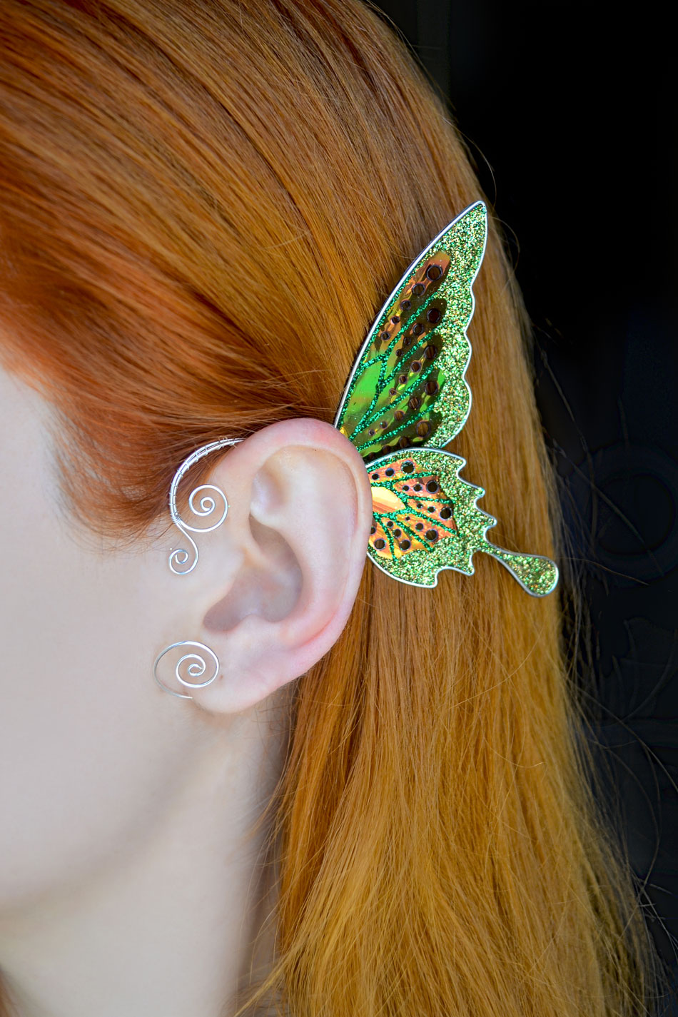 Green butterfly ear cuff - TannyBunny Jewelry